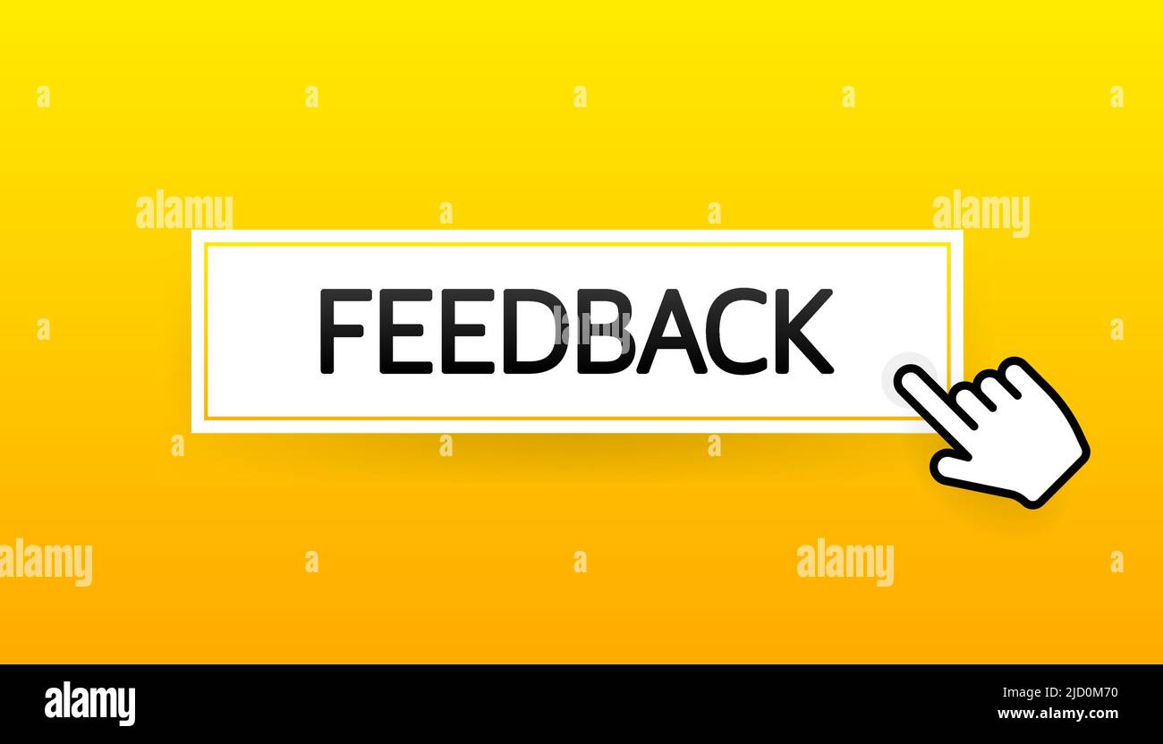 Icon with yellow feedback button on white background for web marketing ...