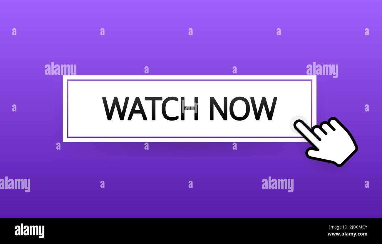 Watch now banner in flat style on white background. Play video. Web ...