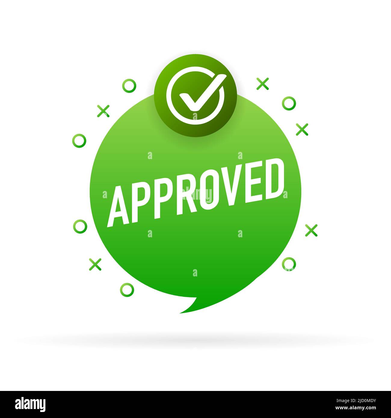 Approved tick notification, successful operation check mark. Laptop ...