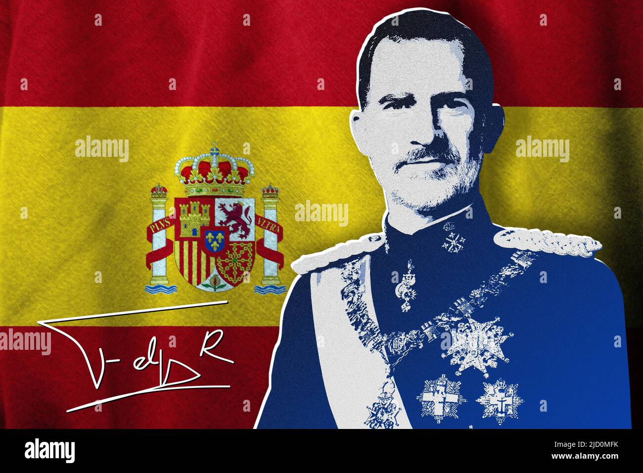 King Felipe VI of Spain, flag and signature Stock Photo - Alamy
