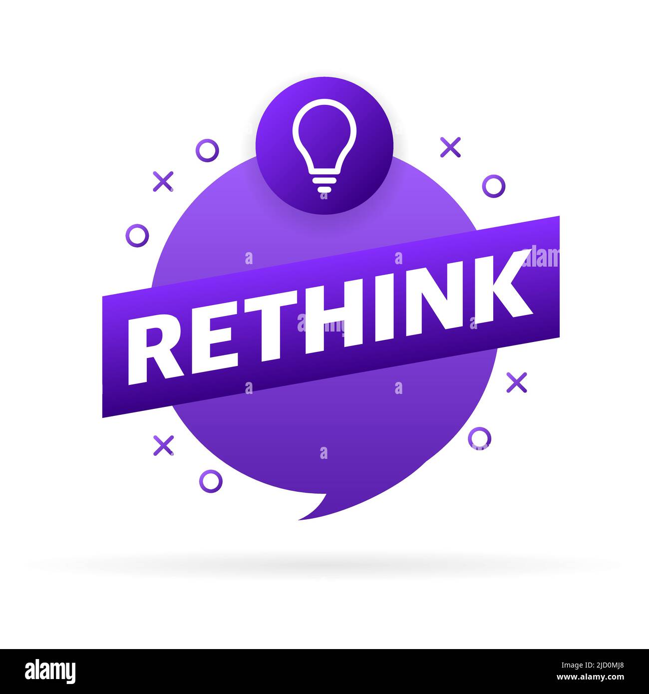 Rethink banner on white background. Creative concept idea. Vector ...