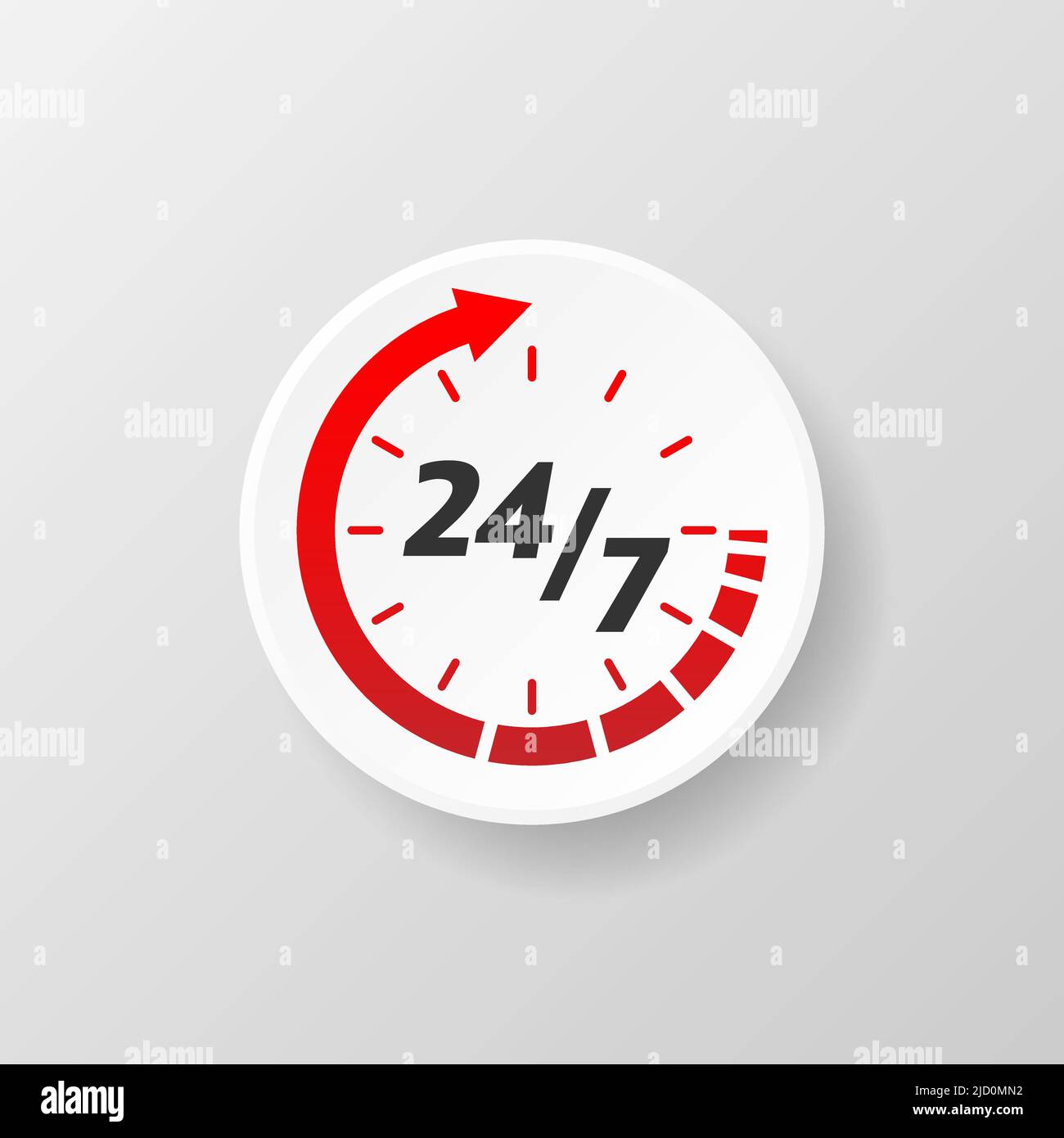 24 7 support in abstract style on white background. Customer service. Online support call center ...