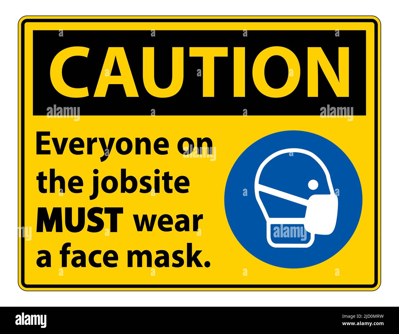 Caution Wear A Face Mask Sign Isolate On White Background Stock Vector ...