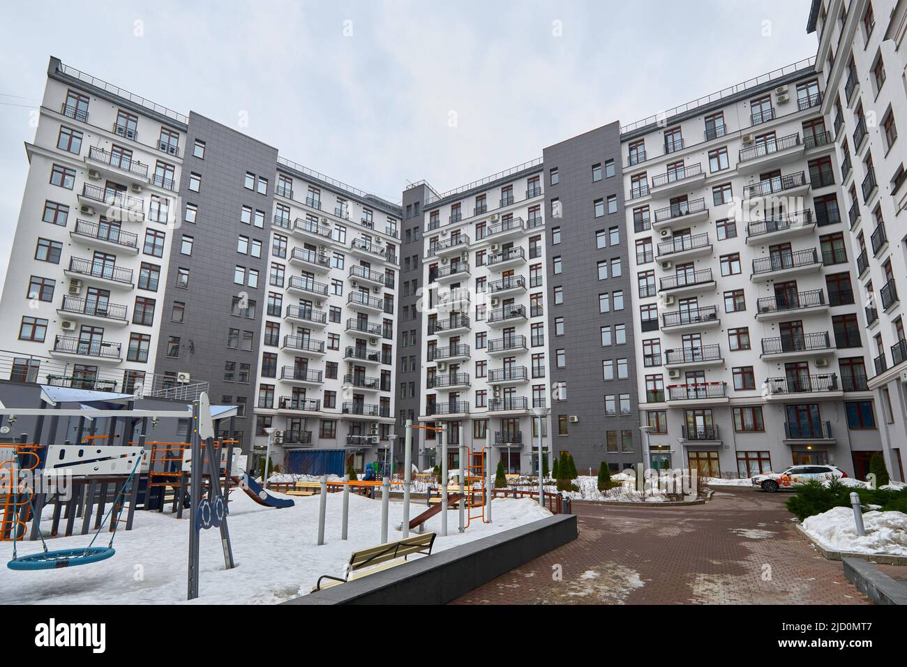 A photo of residential complex in winter Stock Photo - Alamy
