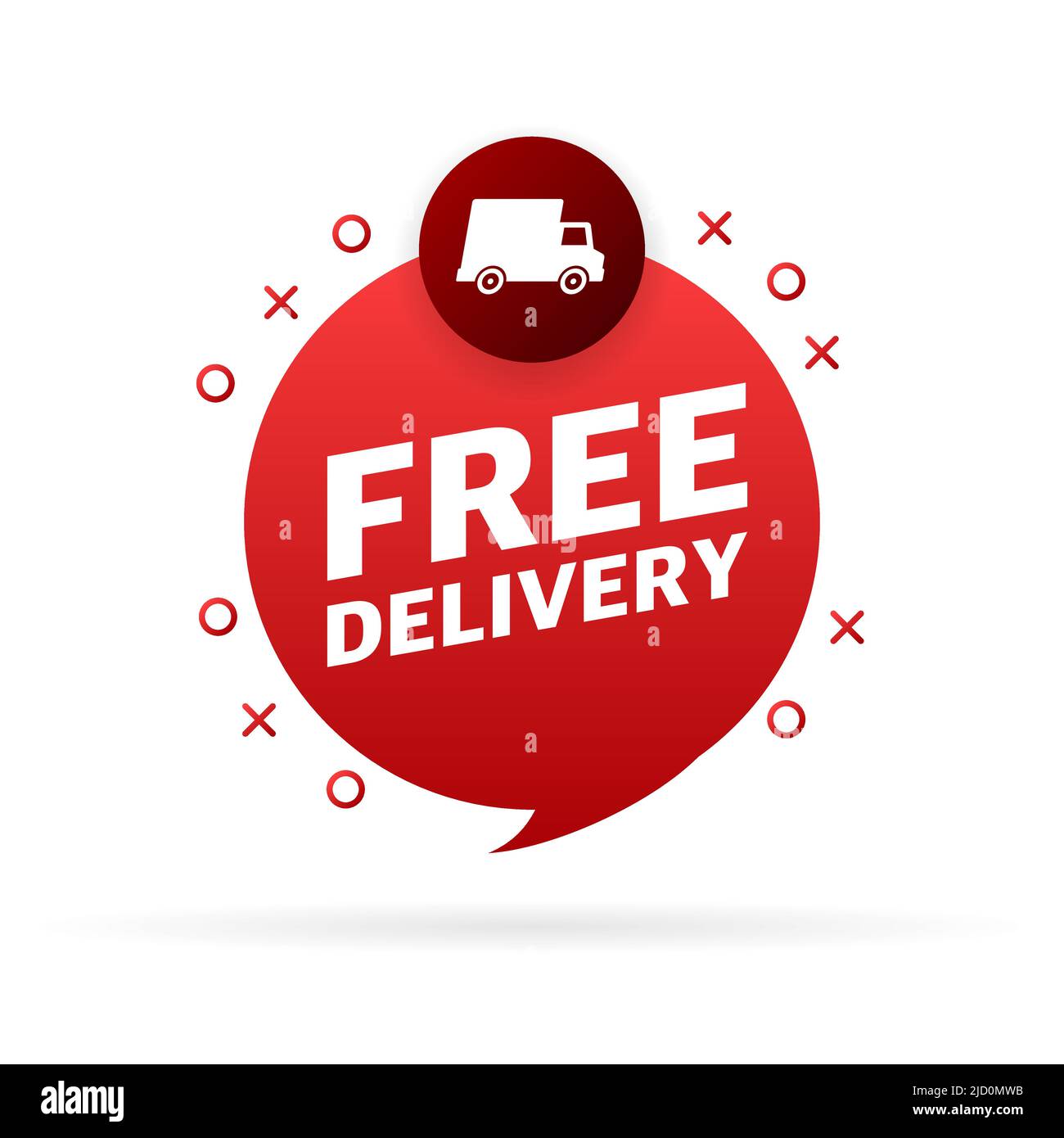 Free delivery service badge. Free delivery order with car on white ...