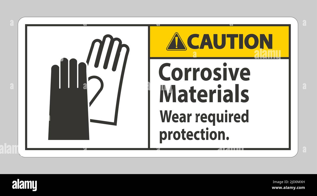 Caution Sign Corrosive Materials, Wear Required Protection Stock Vector ...