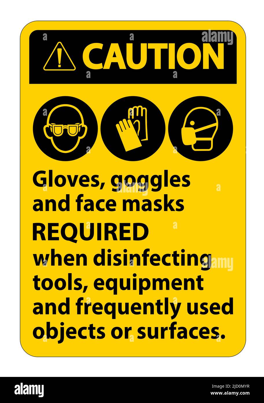 Caution Gloves,Goggles,And Face Masks Required Sign On White Background ...