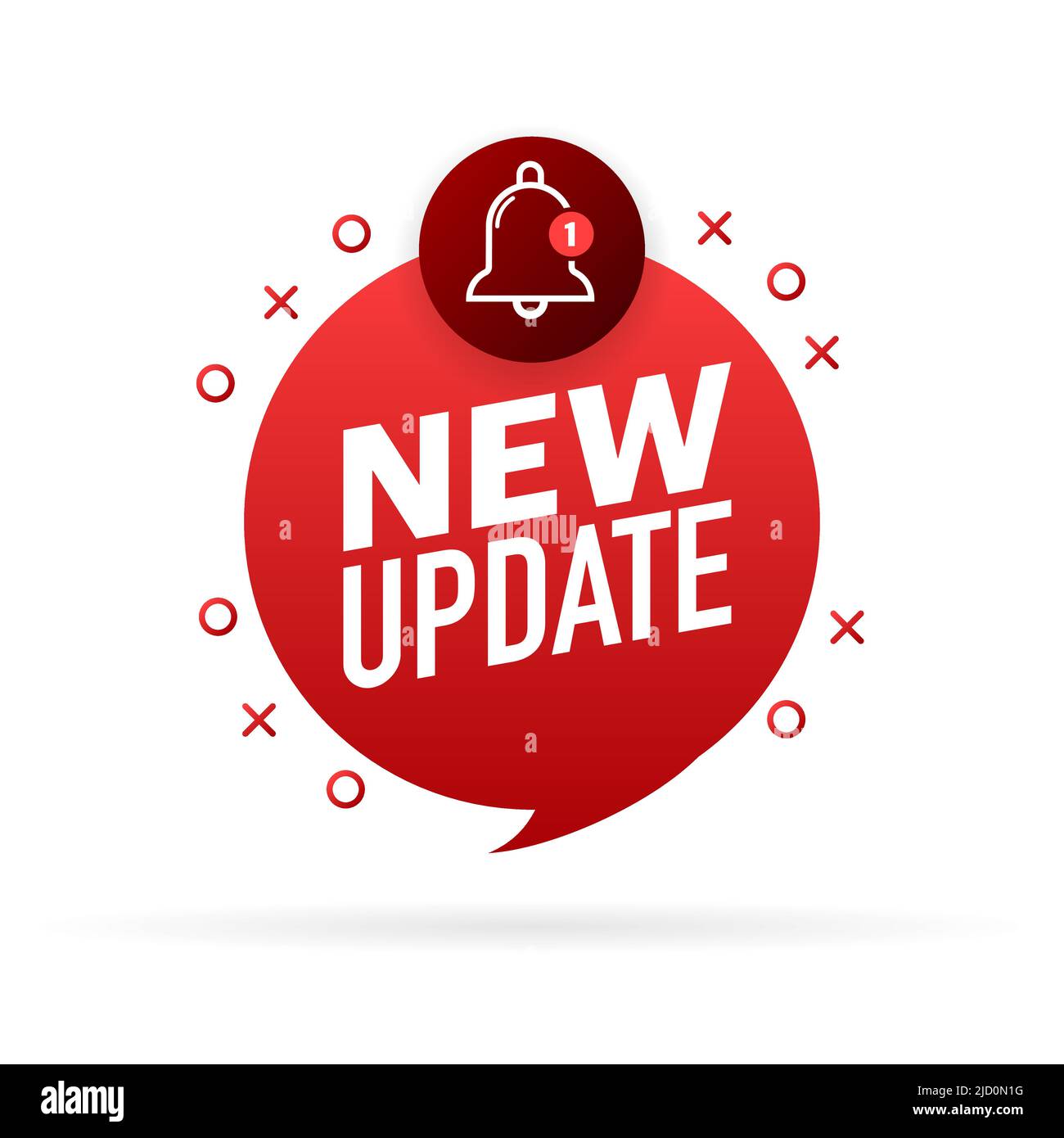 New update red label on white background. Red sticker. Vector ...