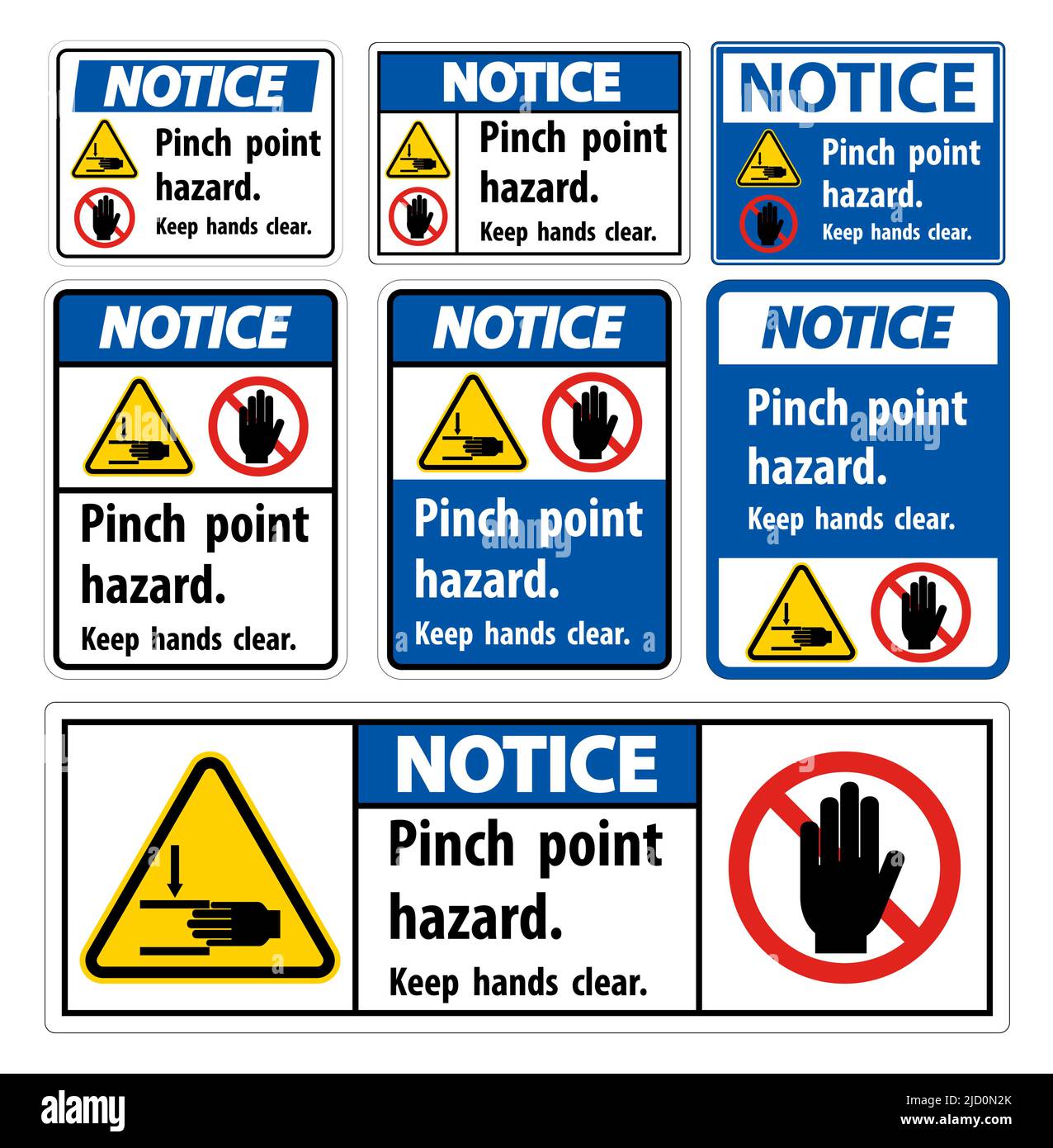 Notice Pinch Point Hazard,Keep Hands Clear Symbol Sign Isolate on White ...