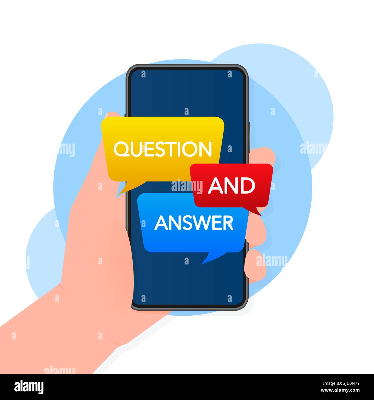 Question and Answer Bubble Chat icon on screen of smartphone. Vector ...