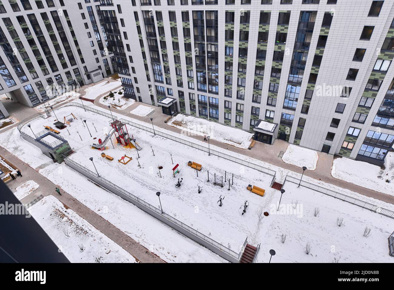 View from the window to the courtyard in winter Stock Photo - Alamy