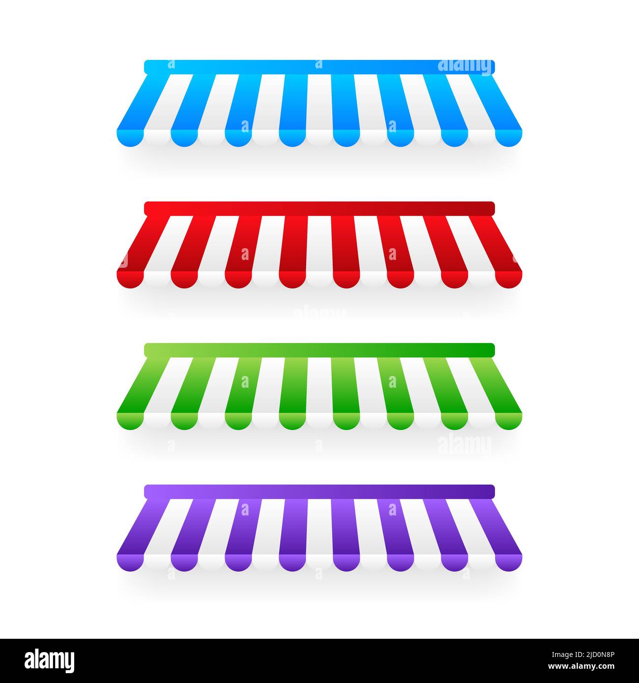 Colorful sunshade. Outdoor awnings for cafe and shop window isolated ...