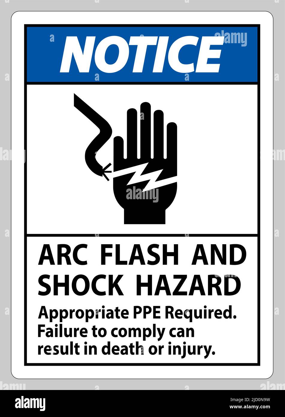 Notice Sign Arc Flash And Shock Hazard Appropriate PPE Required Stock ...