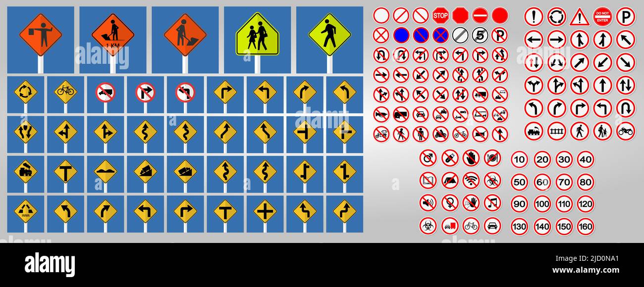 Set Traffic Signs,Prohibition,Warning Red circle Symbol Sign Isolate on ...
