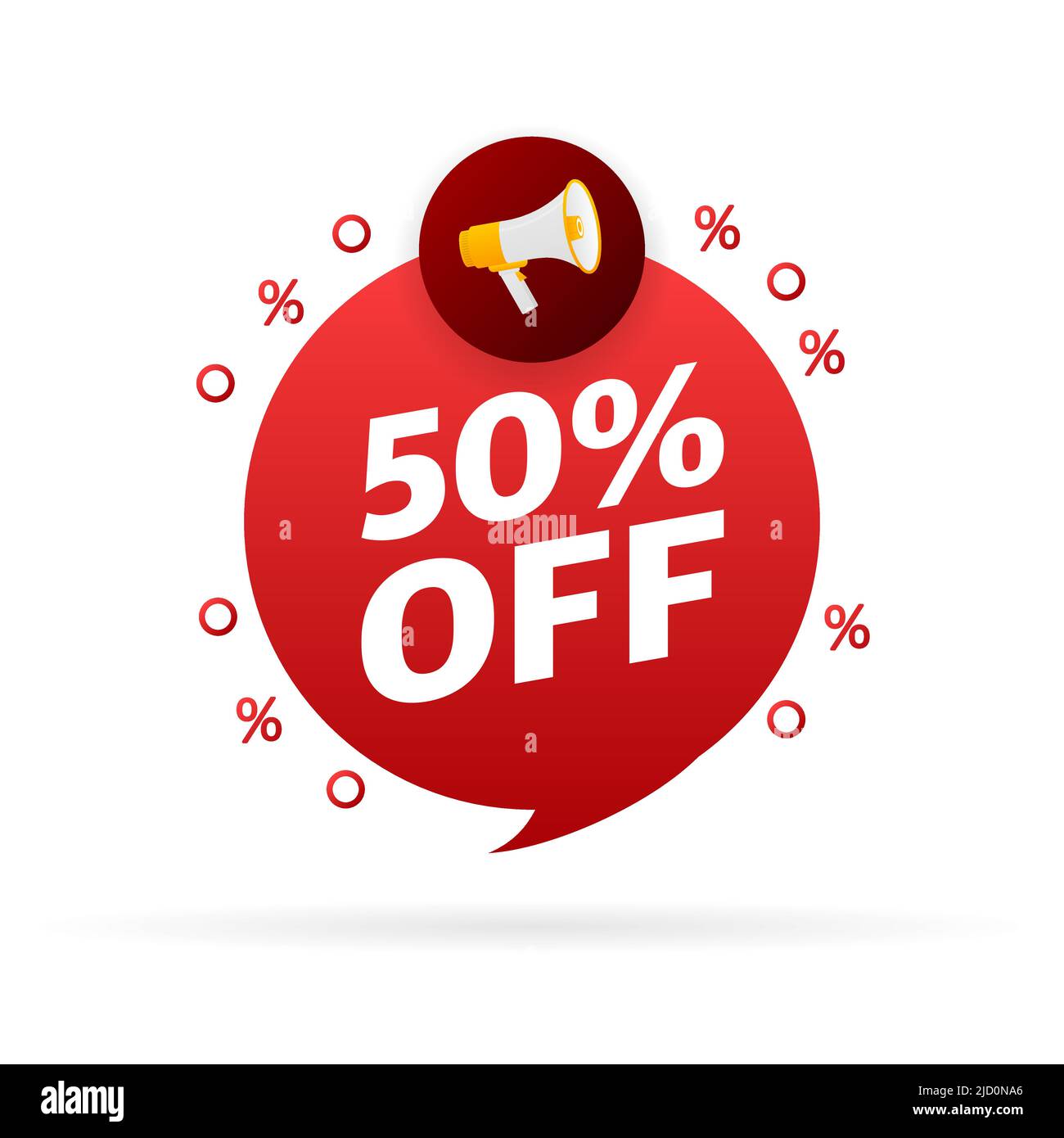 Trendy flat advertising with 50 percent discount flat badge for promo ...