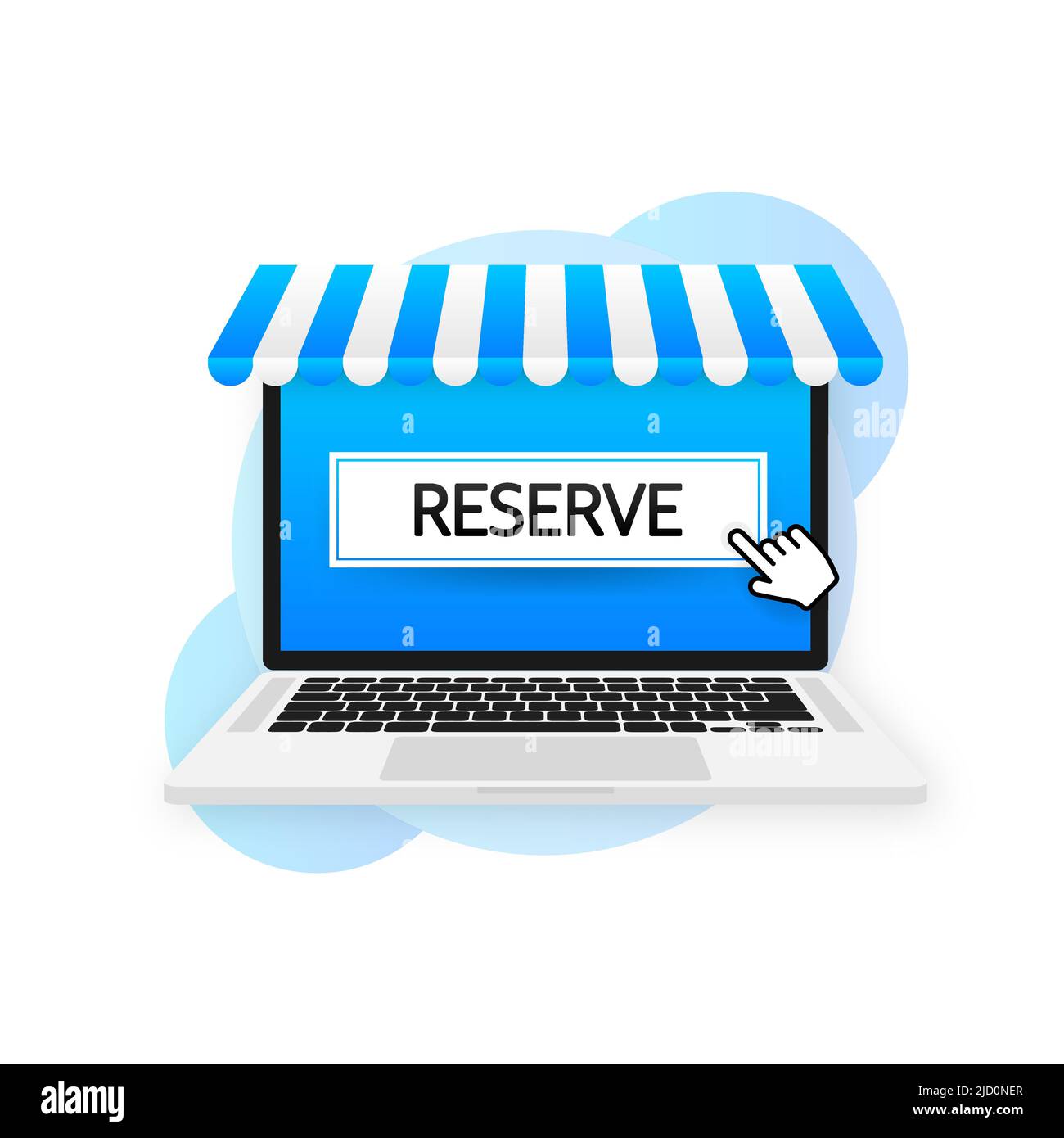 Flat button with blue reserved button. Flat line vector illustration ...