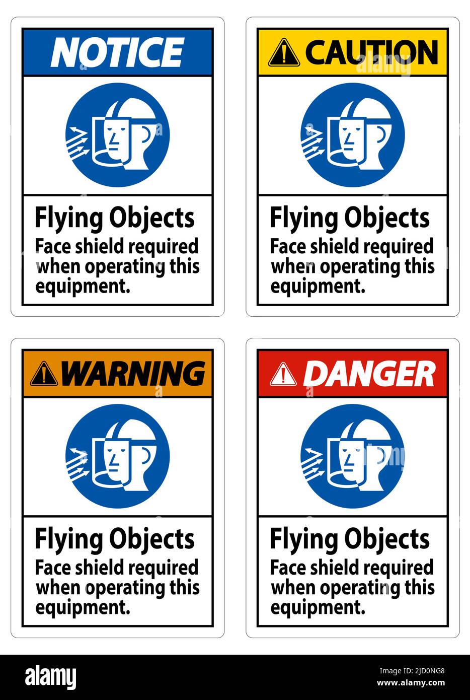 Warning Sign Flying Objects, Face Shield Required When Operating This ...