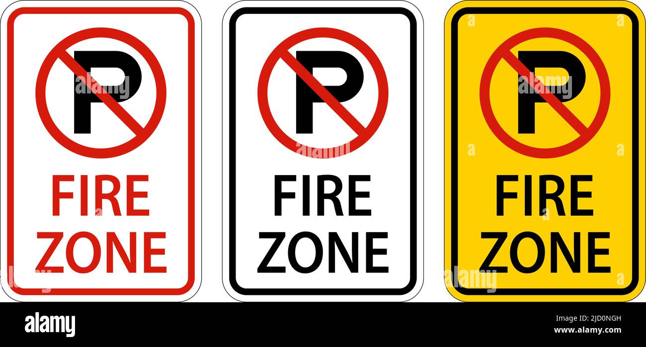 No Parking Fire Zone Sign On White Background Stock Vector Image & Art ...