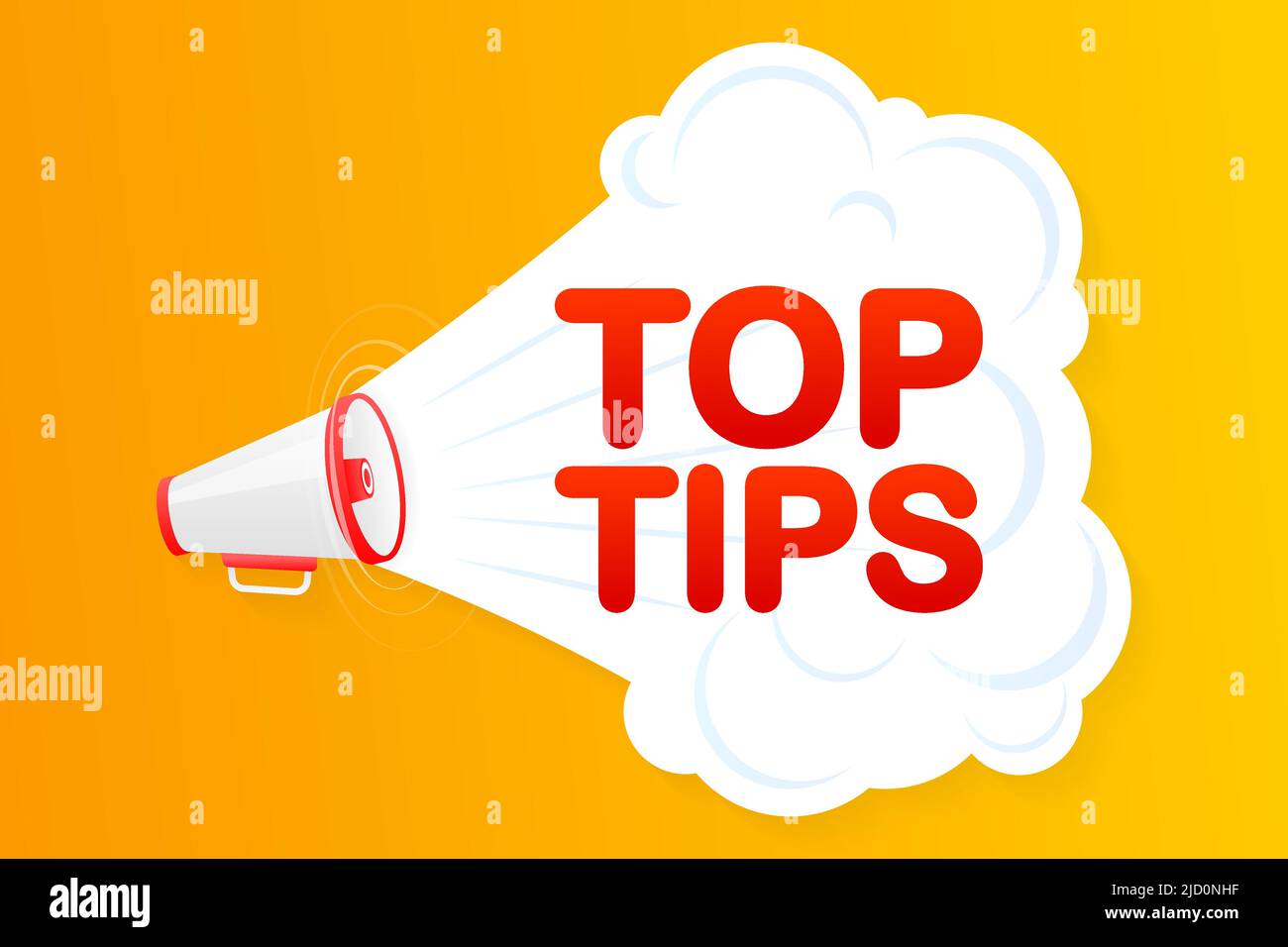Megaphone yellow banner with top tips sign. Vector illustration Stock ...