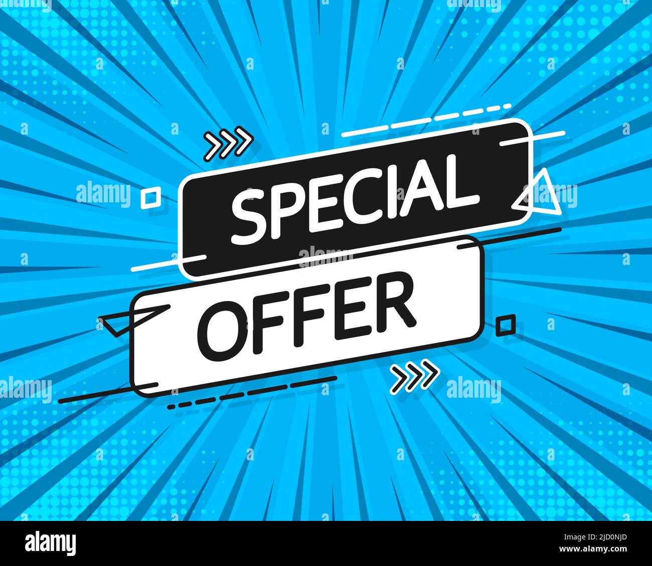 Special offer flat blue banner. Discount tag, app icon. Vector ...