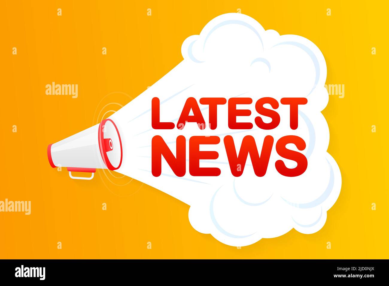 Megaphone yellow banner with latest news sign. Vector illustration ...