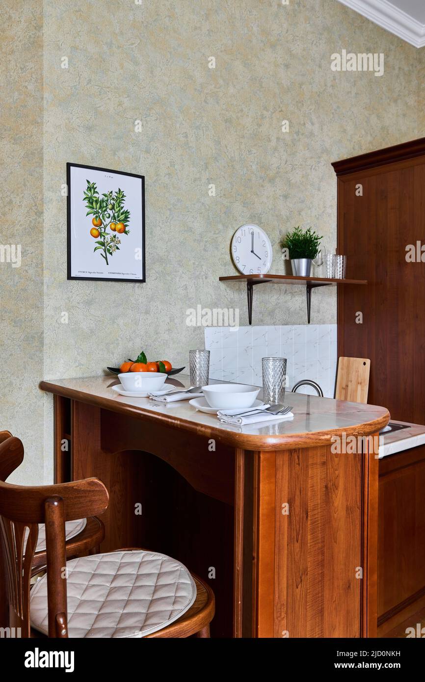 Photo of the kitchen area in the apartment Stock Photo - Alamy