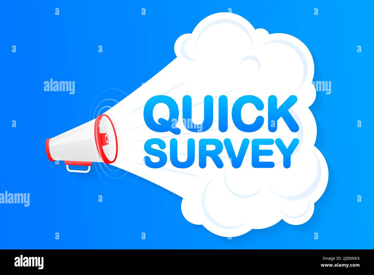 Megaphone blue banner with quick survey sign. Vector illustration Stock ...