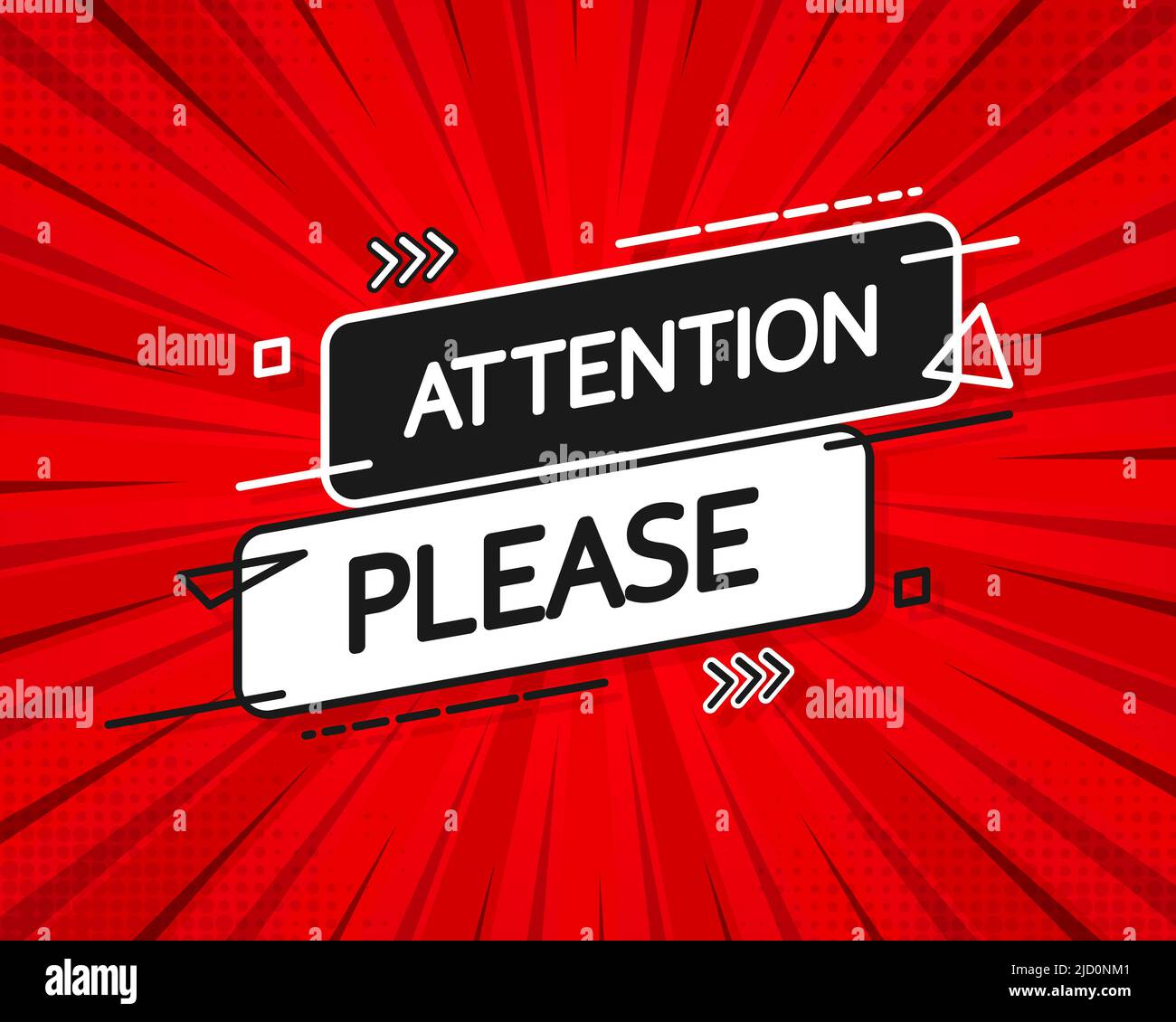 Attention please flat banner. Vector illustration of important ...