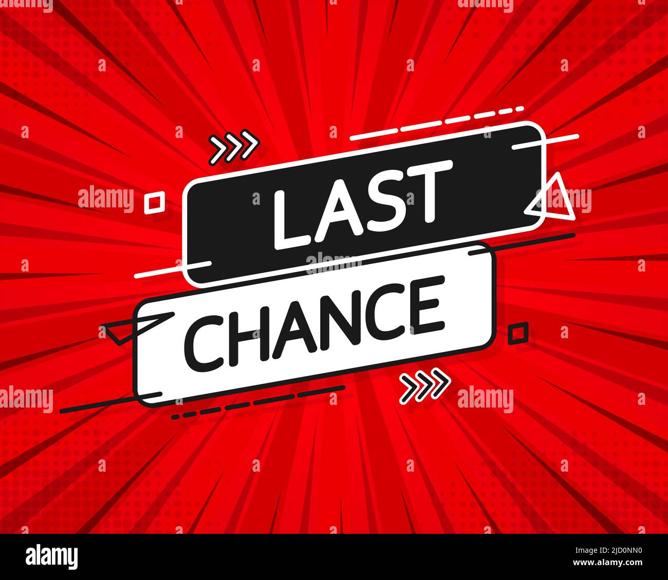 Last chance flat red banner in pop style on white background. Vector ...