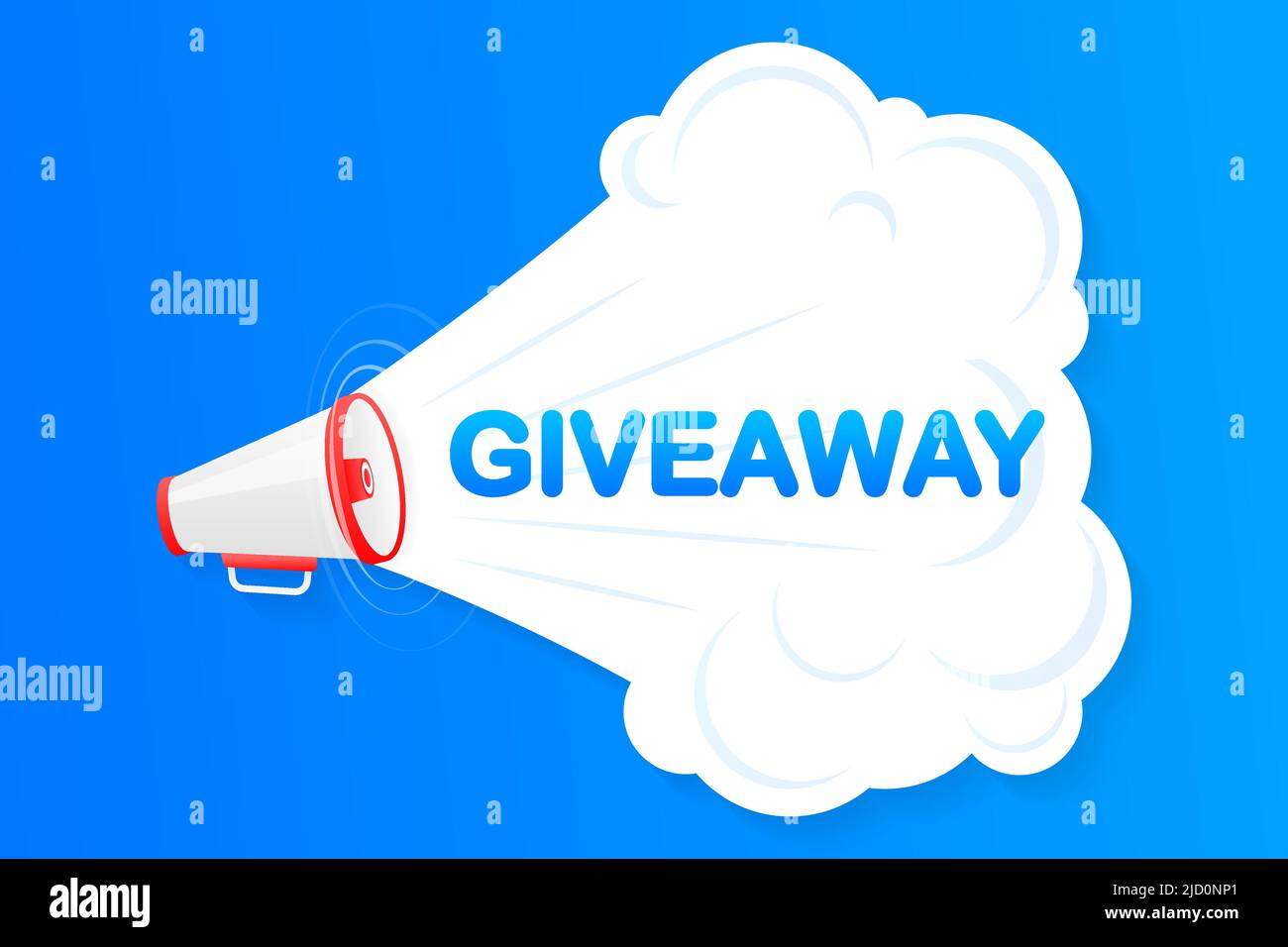 Megaphone blue banner with giveaway sign. Vector illustration Stock ...