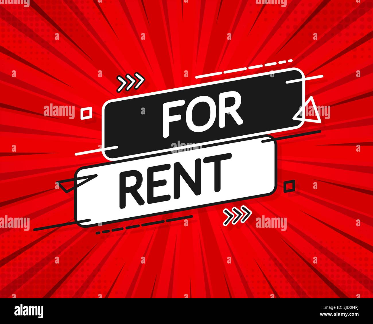 For rent red banner. Isolated vector illustration. Vector illustration ...