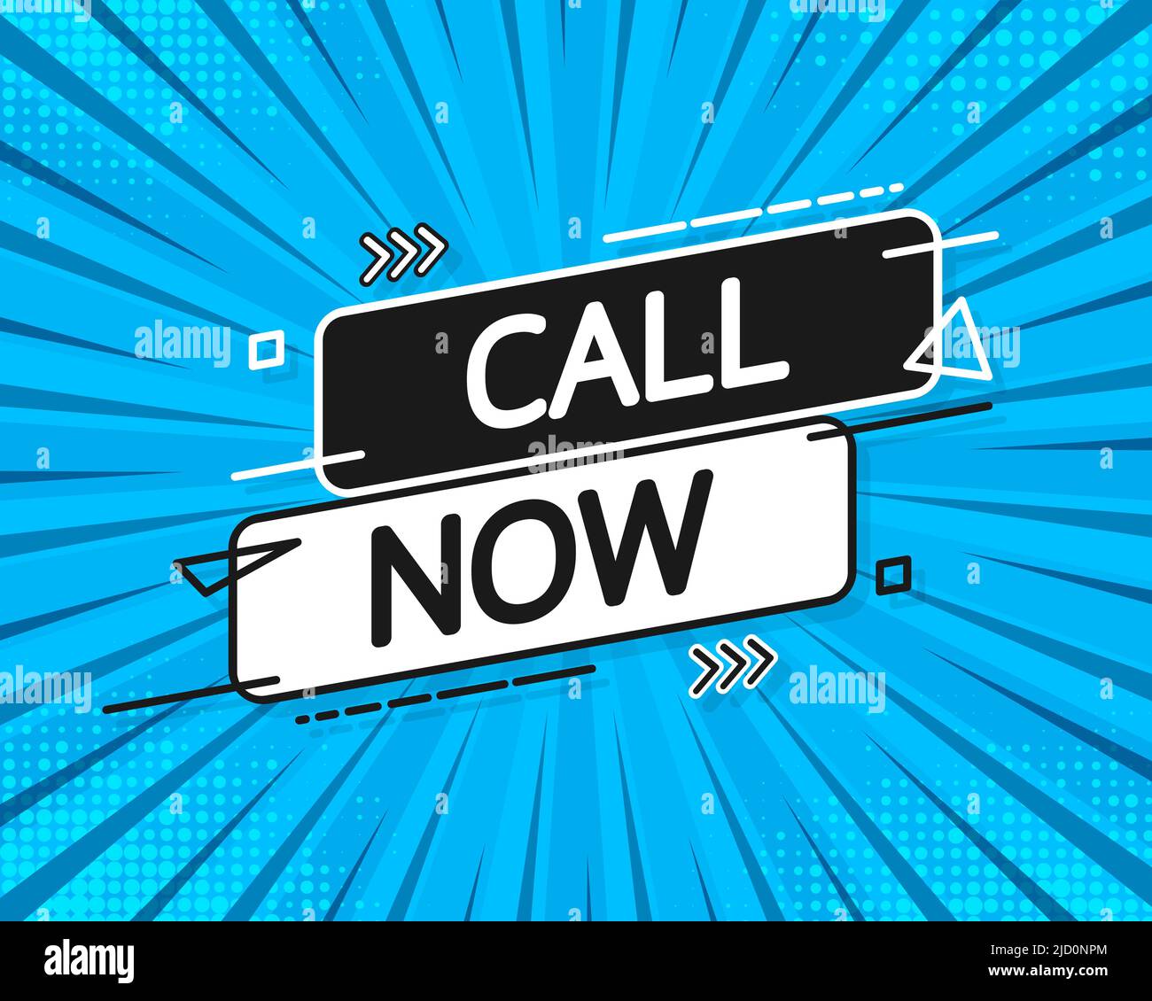 Call now blue banner on pop style background. Vector illustration Stock ...