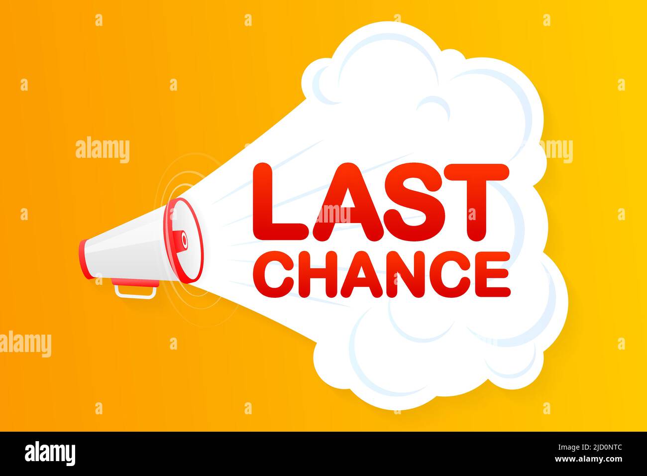 Megaphone yellow banner with last chance sign. Vector illustration ...