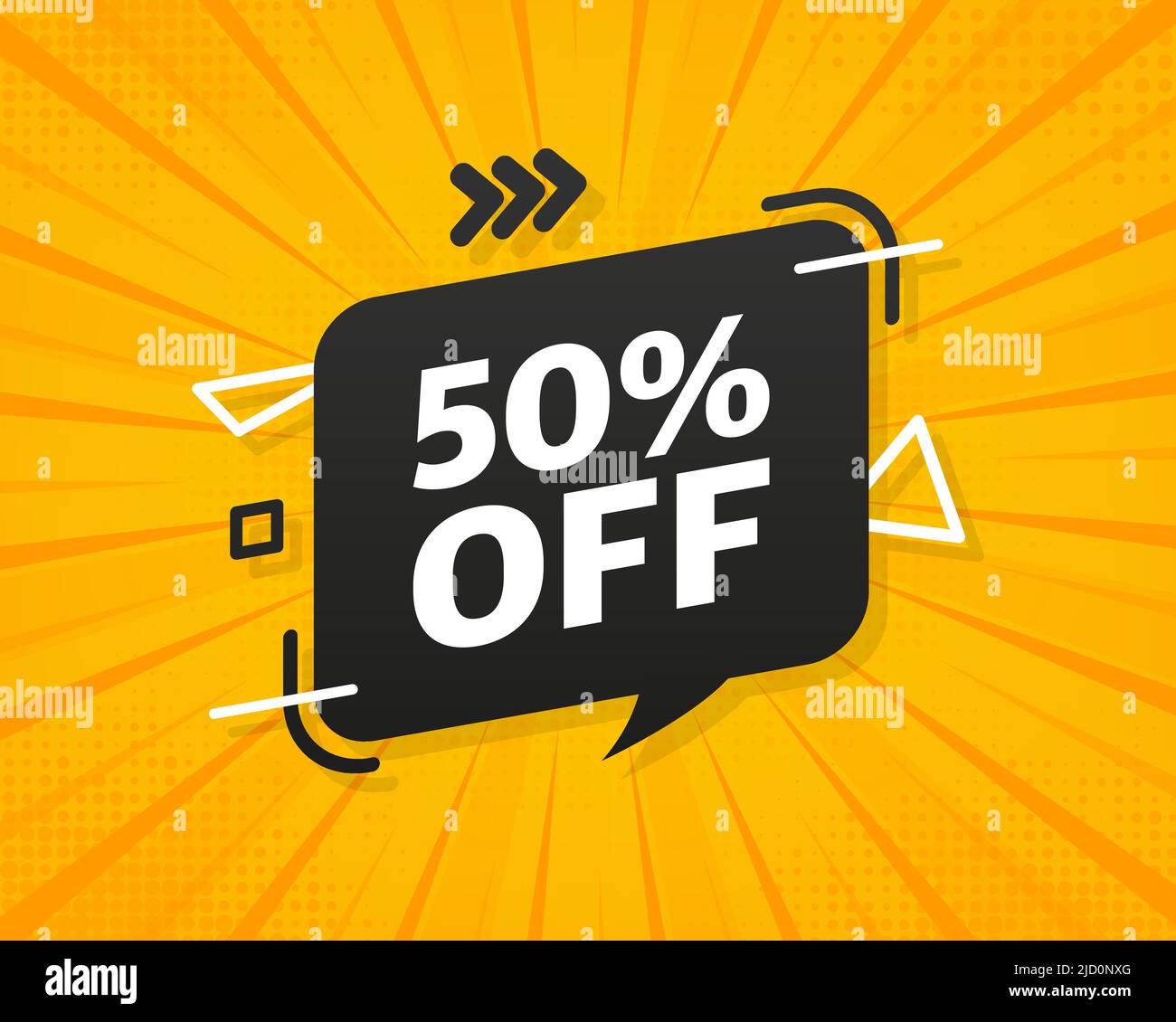 Trendy flat advertising with 50 percent discount flat badge for promo ...