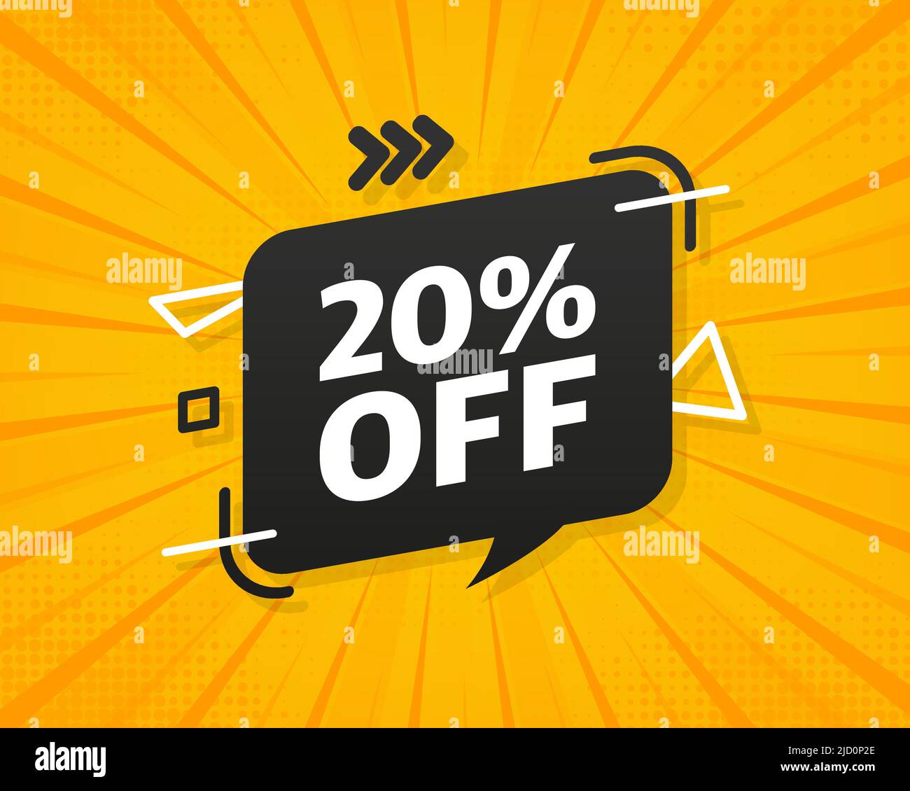 Trendy flat advertising with 20 percent discount flat badge for promo ...