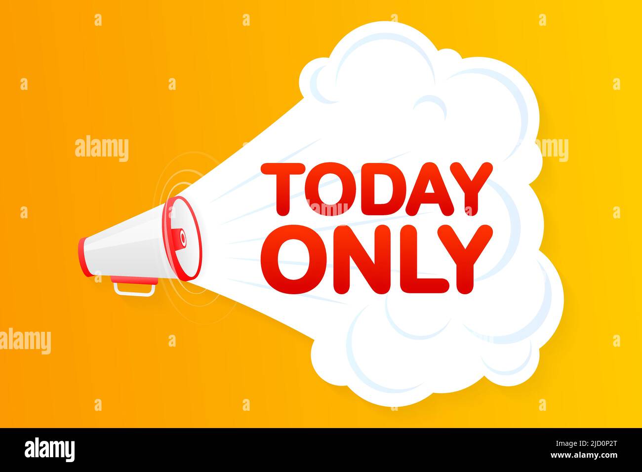 Megaphone yellow banner with today only sign. Vector illustration Stock ...