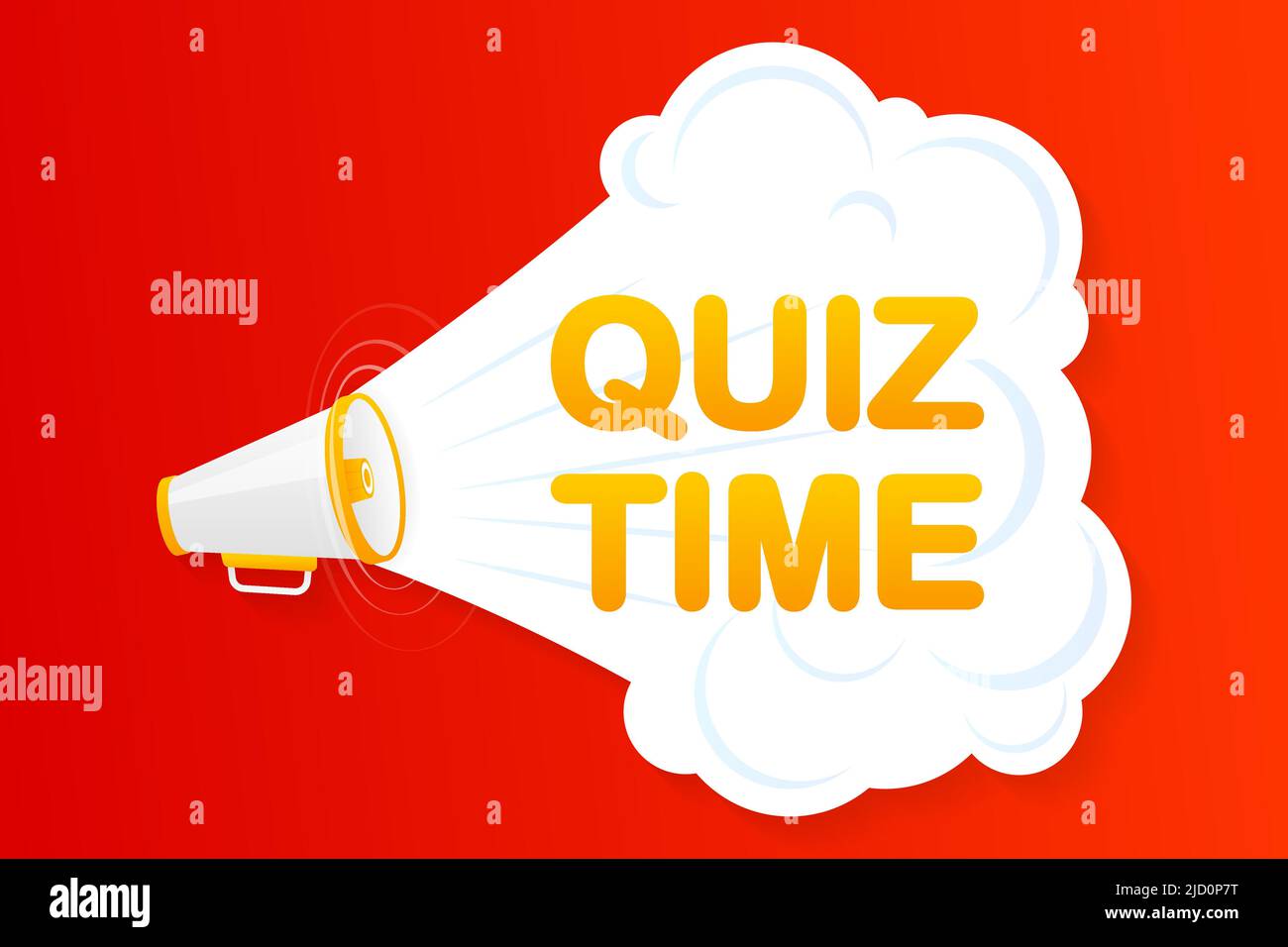 Megaphone red banner with quiz time sign. Vector illustration Stock ...