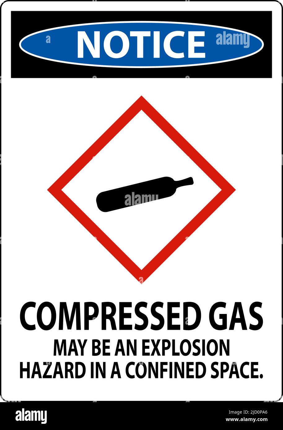 Notice Compressed Gas GHS Sign On White Background Stock Vector Image ...