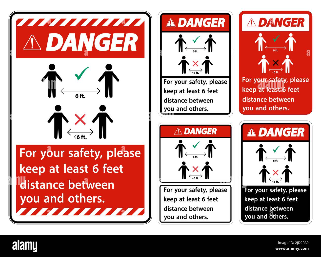 Danger Keep 6 Feet Distance,For your safety,please keep at least 6 feet ...