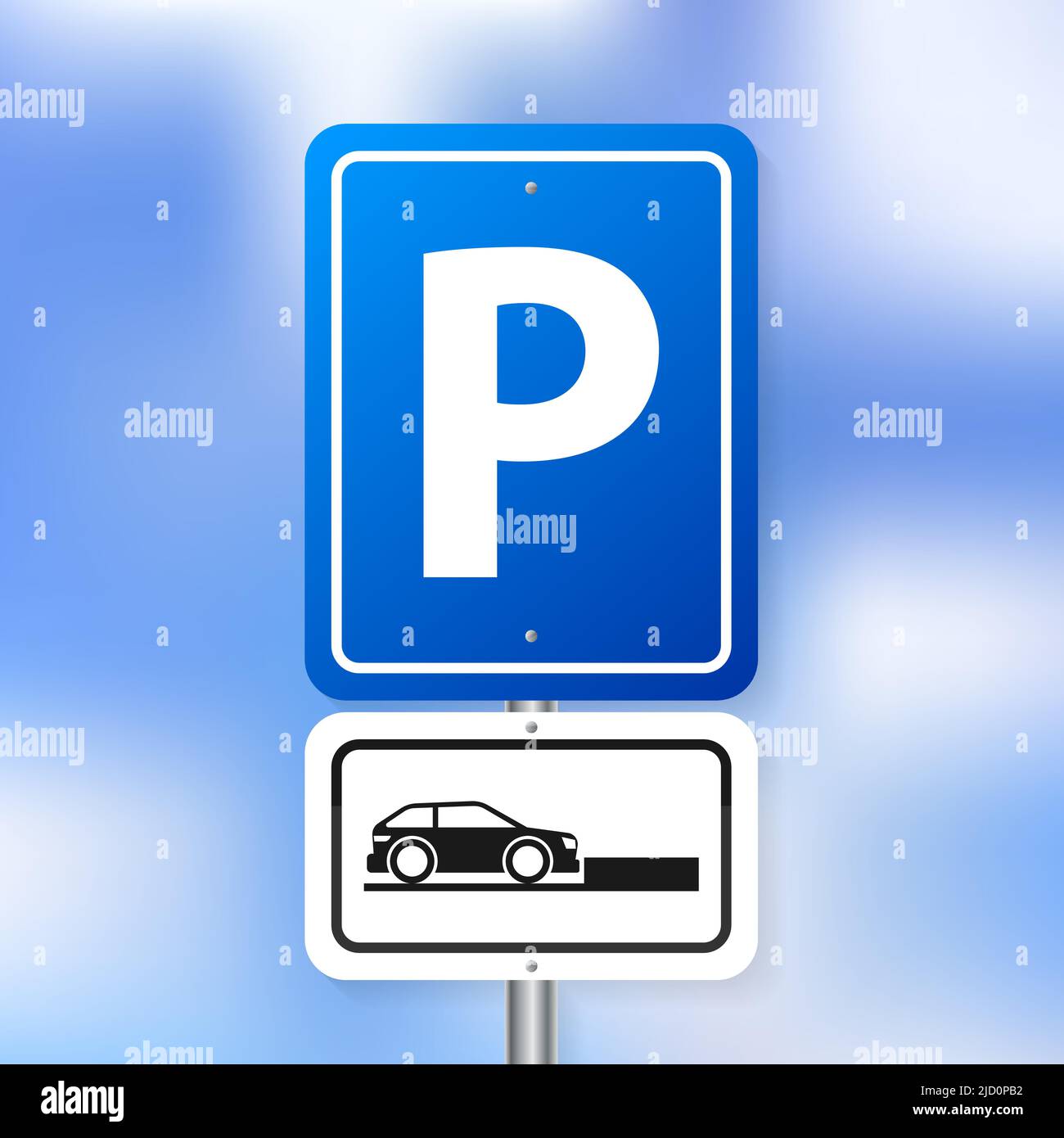 Isolated Parking Sign - Blue roadsign with letter P isolated on white ...