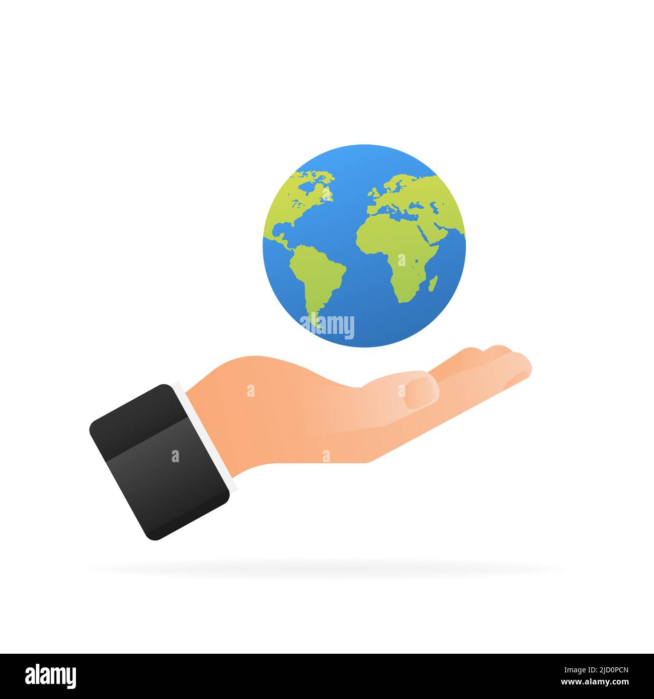 Vector planet Earth icon with hand. Flat planet Earth icon Stock Vector ...