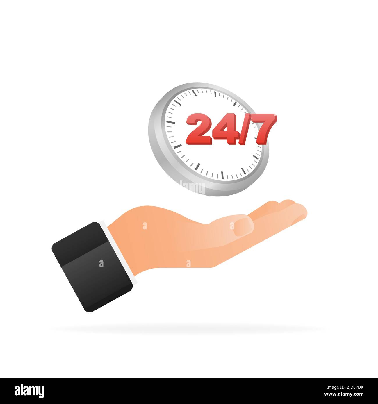 24 hours support in abstract style on white background. Customer ...