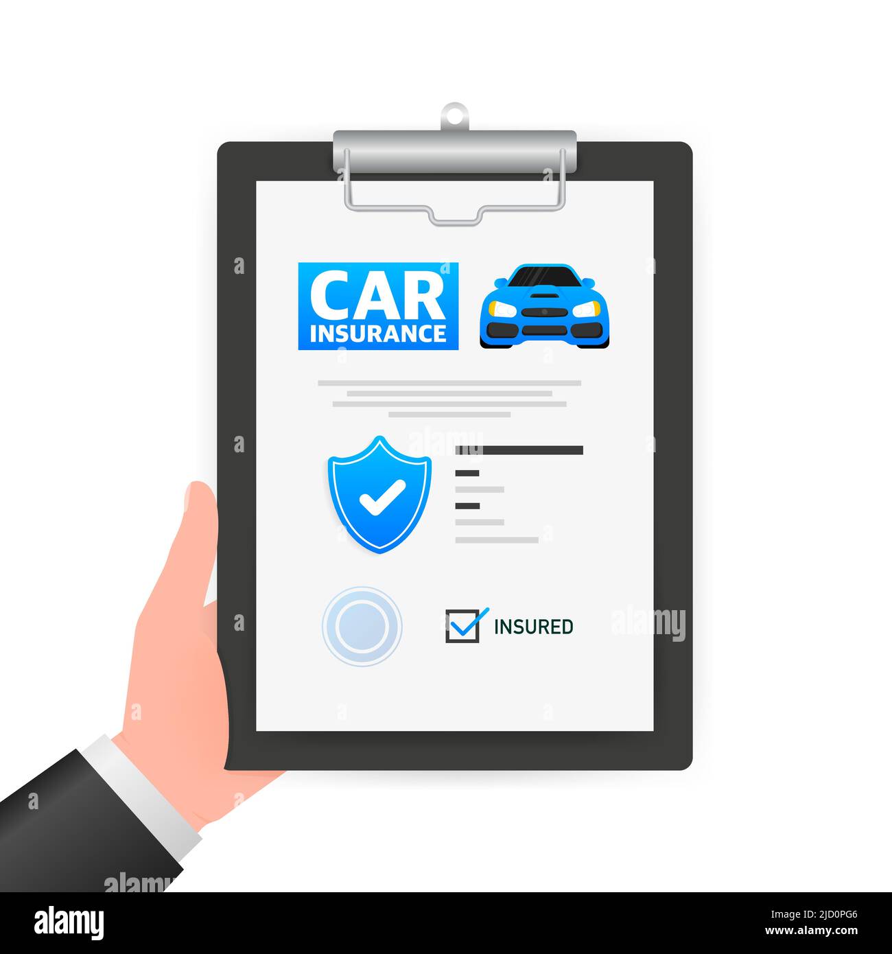 Flat infographic. Car insurance icon on blue background. Flat isometric ...