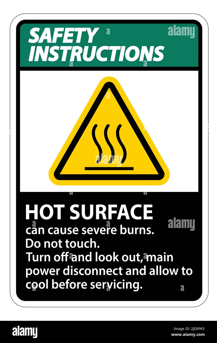 Safety Instructions Hot surface sign on white background Stock Vector ...