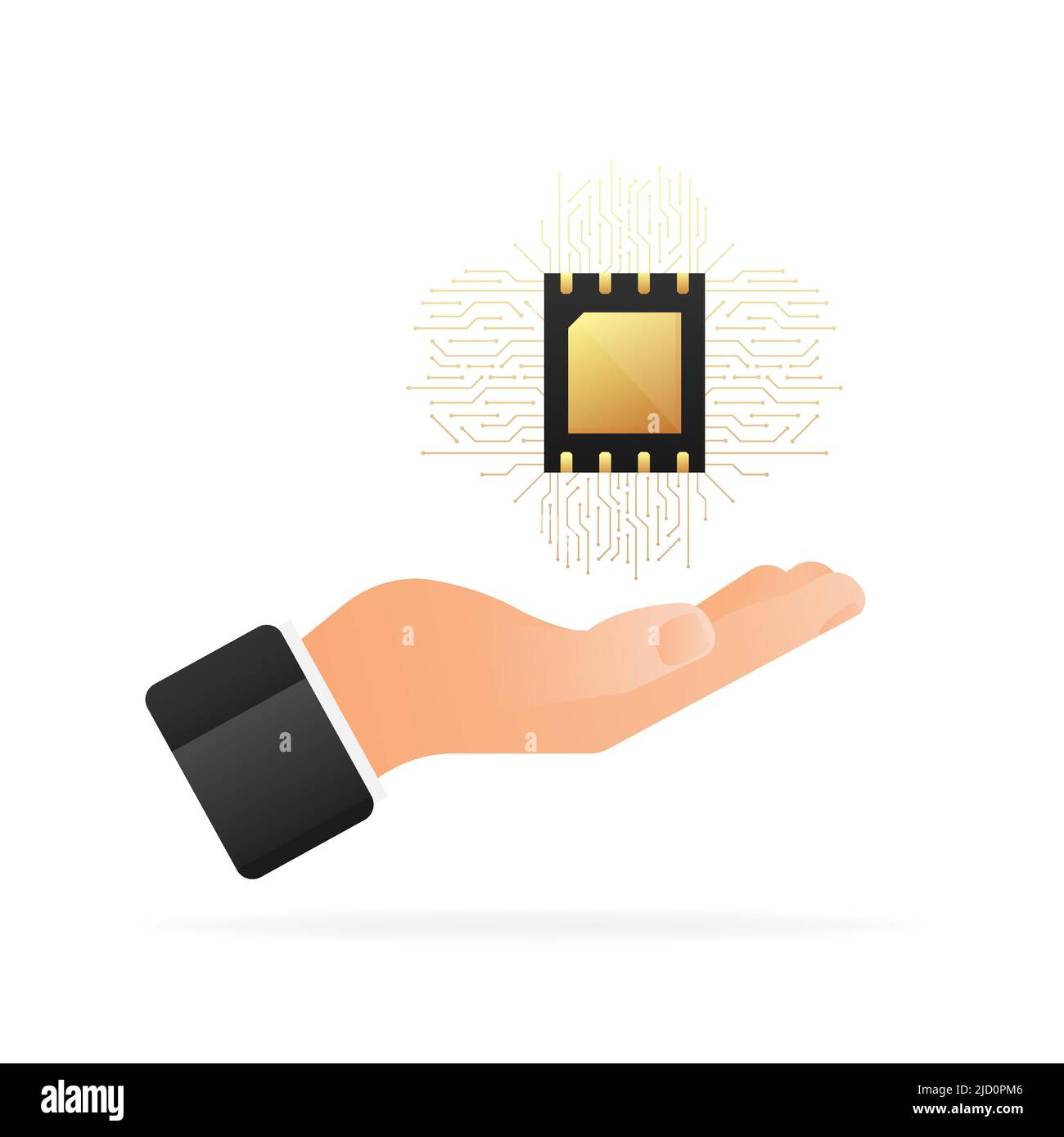 Digital e sim chip motherboard digital chip in hand. Modern icon. White ...