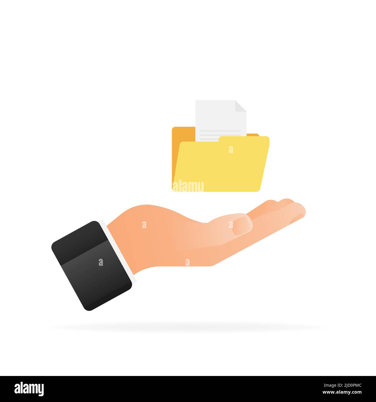 Realistic illustration with file yellow hold documents on white ...
