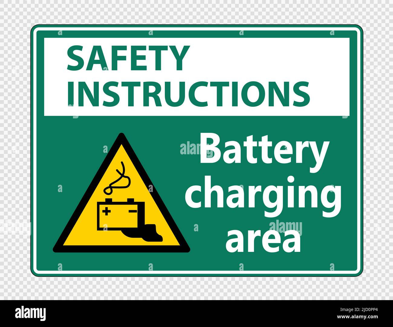 Safety instructions battery charging area Sign on transparent ...