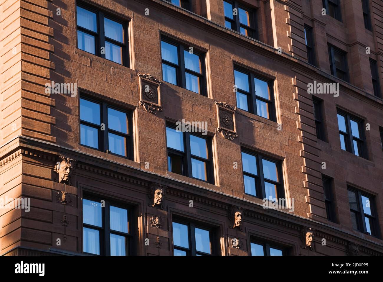 Close-up of the architectural details on the former Quebec Bank ...