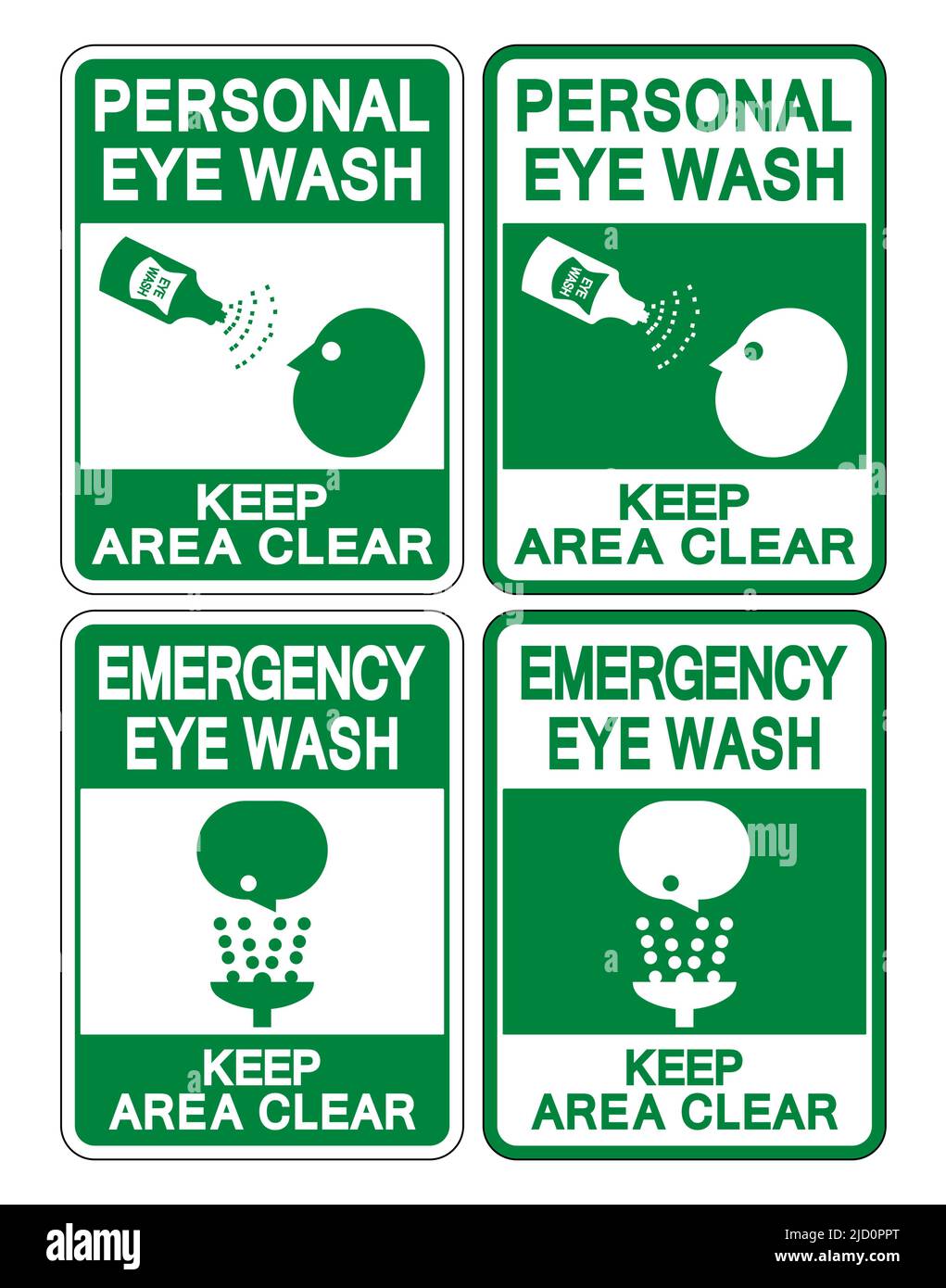 Personal Eye Wash Keep Area Clear Sign Isolate On White Background ...