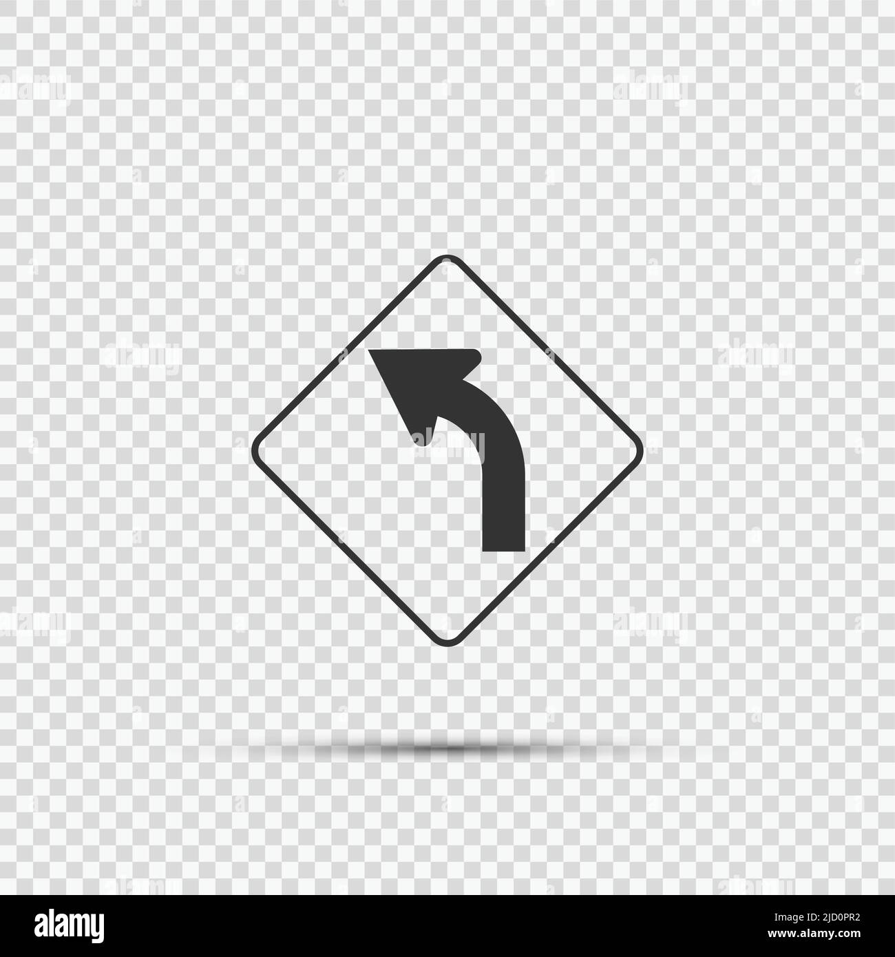 Left Curve Ahead Sign on transparent background,vector illustration ...